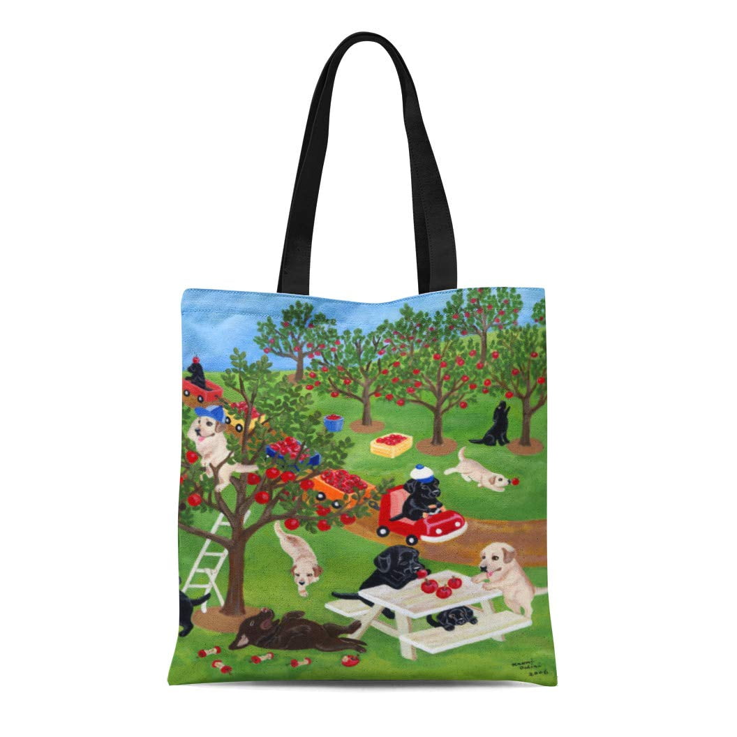 ASHLEIGH Canvas Tote Bag Yellow Labrador Apple Farm Painting Retriever ...