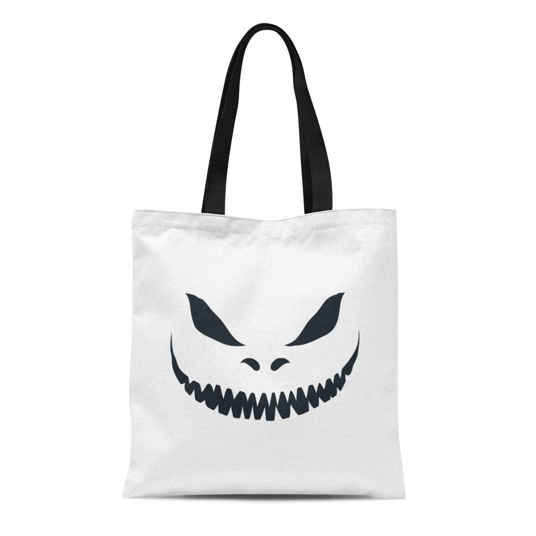 ASHLEIGH Canvas Tote Bag Yellow Smile Scary Face for Halloween Jack ...