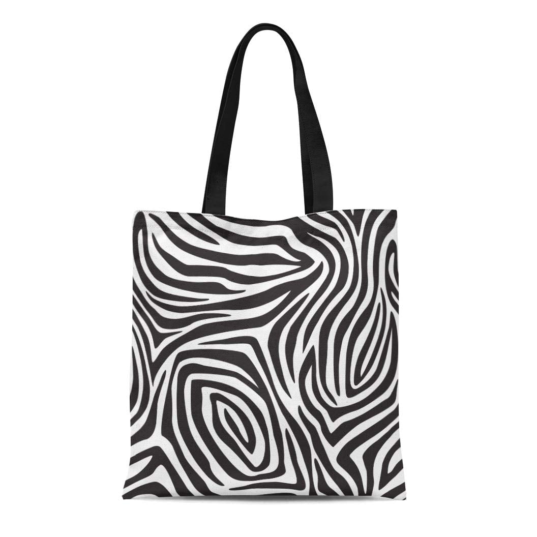 ASHLEIGH Canvas Tote Bag Zebra Pattern Seamlessly Banding Bands Black ...