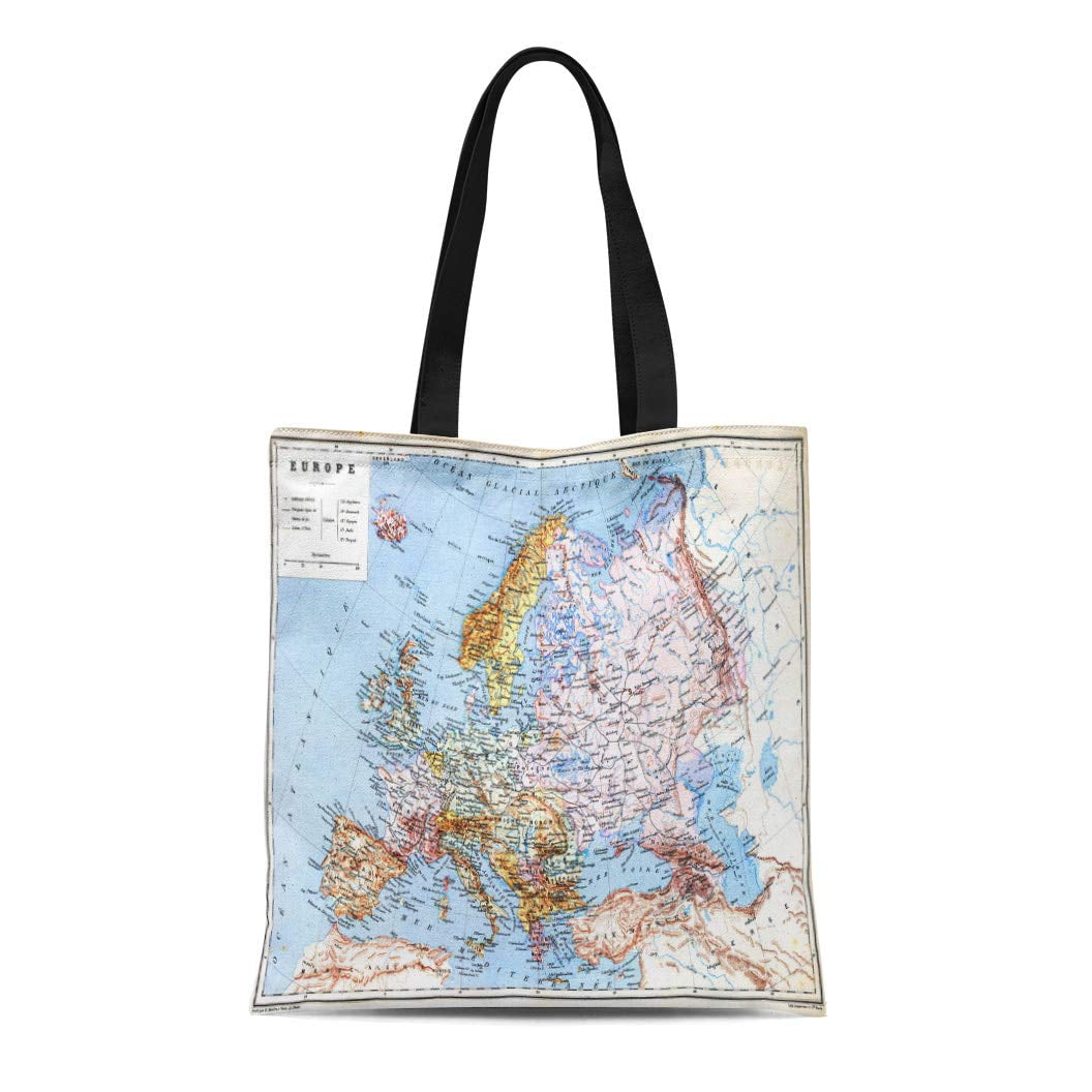 ASHLEIGH Canvas Tote Bag the Old Planispheric Map of Europe Explanation ...