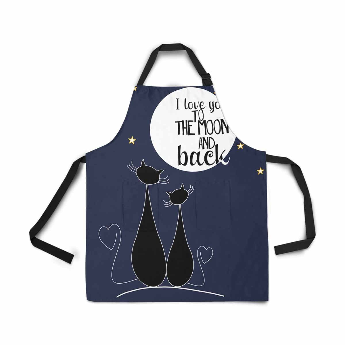 ASHLEIGH Cats Lover I Love You Full Moon Star Apron for Women Men Girls ...
