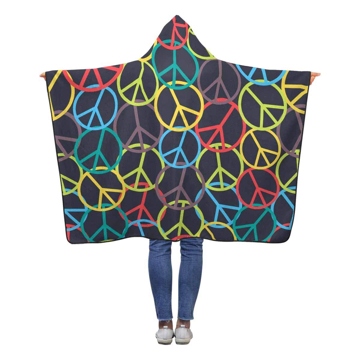ASHLEIGH Colorful Peace Sign Hooded Blanket 50x60 inches Kids Girls ...