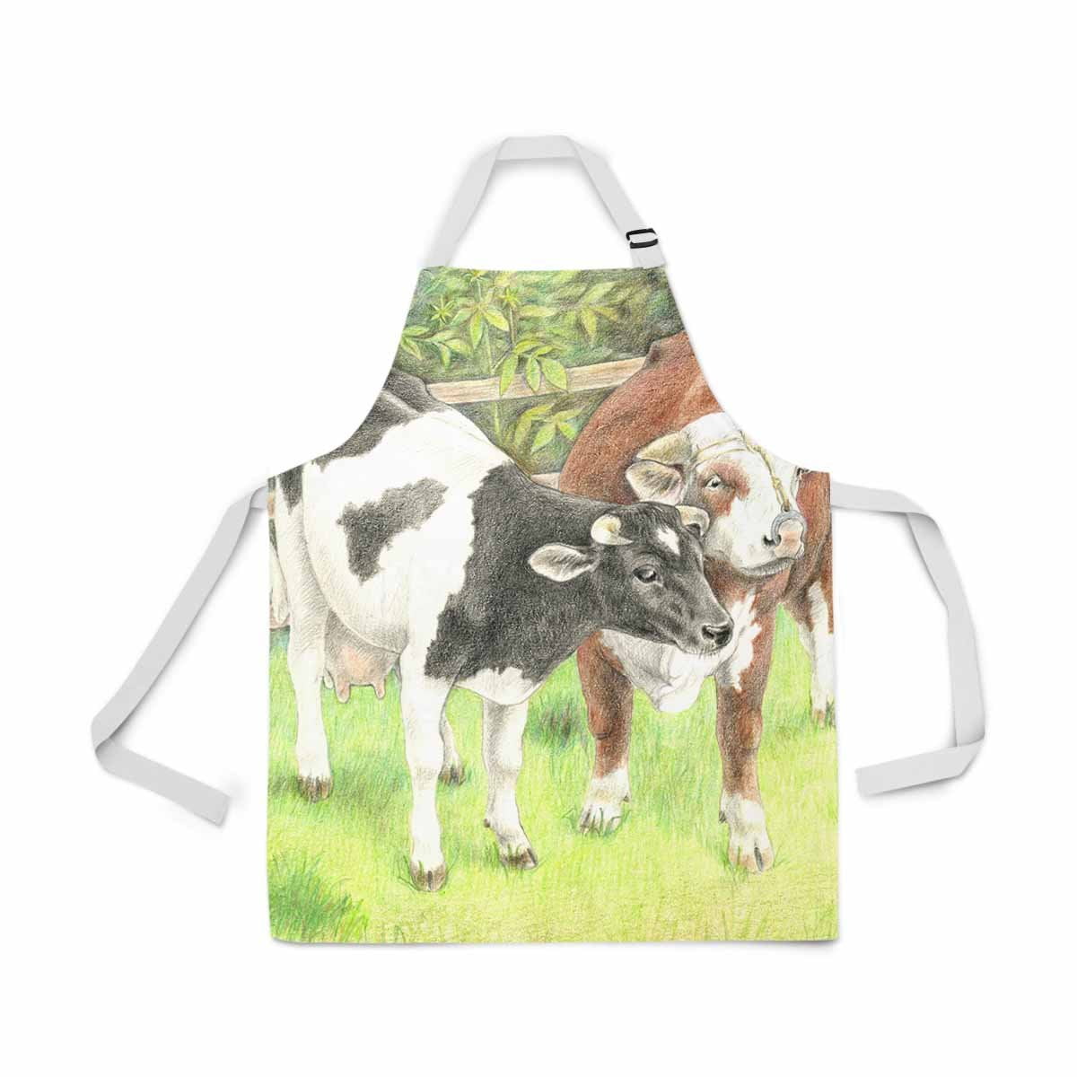 ASHLEIGH Cow Bull Adjustable Bib Apron for Women Men Girls Chef with ...