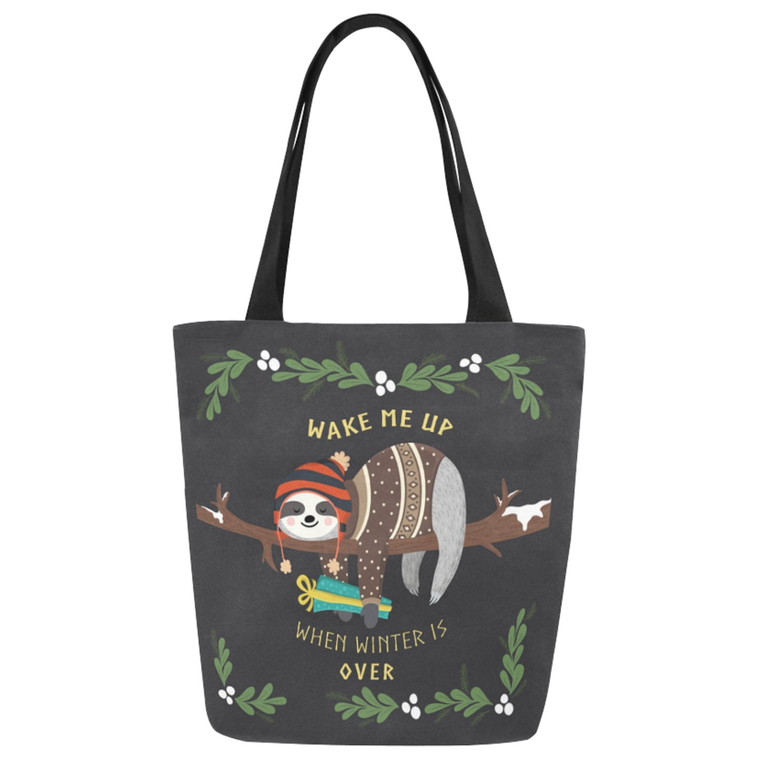 ASHLEIGH Cute Baby Sloth Sleeping on the Tree Canvas Tote Bag Shoulder ...