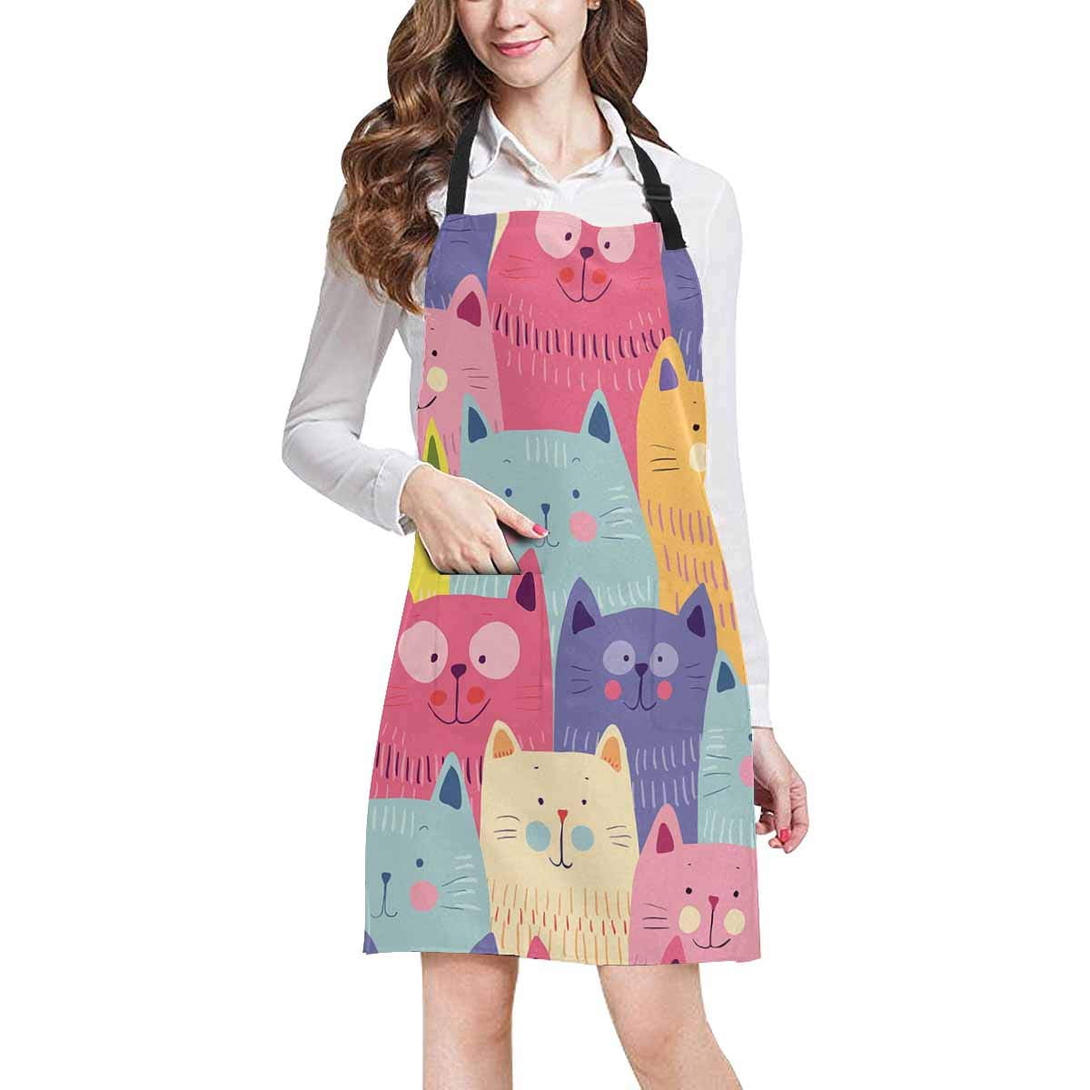 ASHLEIGH Cute Cats Kittens Colorful Seamless Pattern Kitchen Apron Mens ...