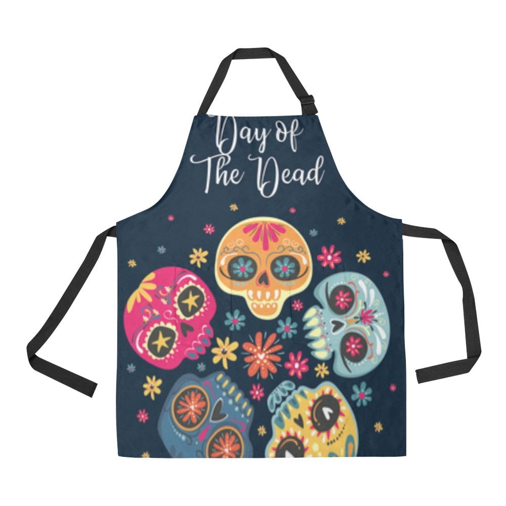 ASHLEIGH Day Of The Dead Skull Adjustable Bib Apron with Pockets for ...