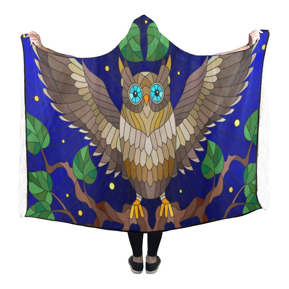 ASHLEIGH Fabulous Colourful Owl Hooded Blanket Fashion Pilling Polar ...