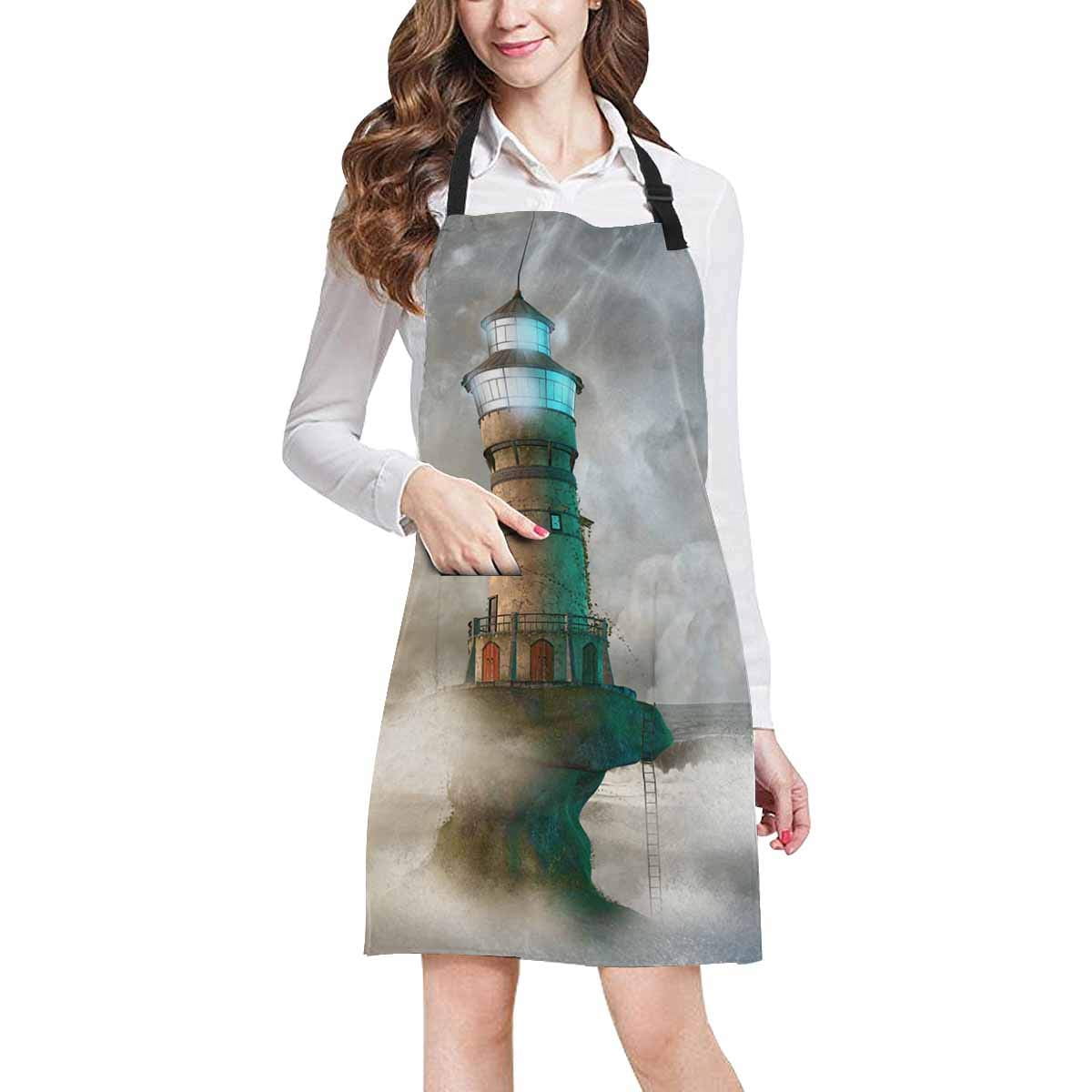 ASHLEIGH Fantasy Landscape with Lighthouse in The Ocean Adjustable Bib ...