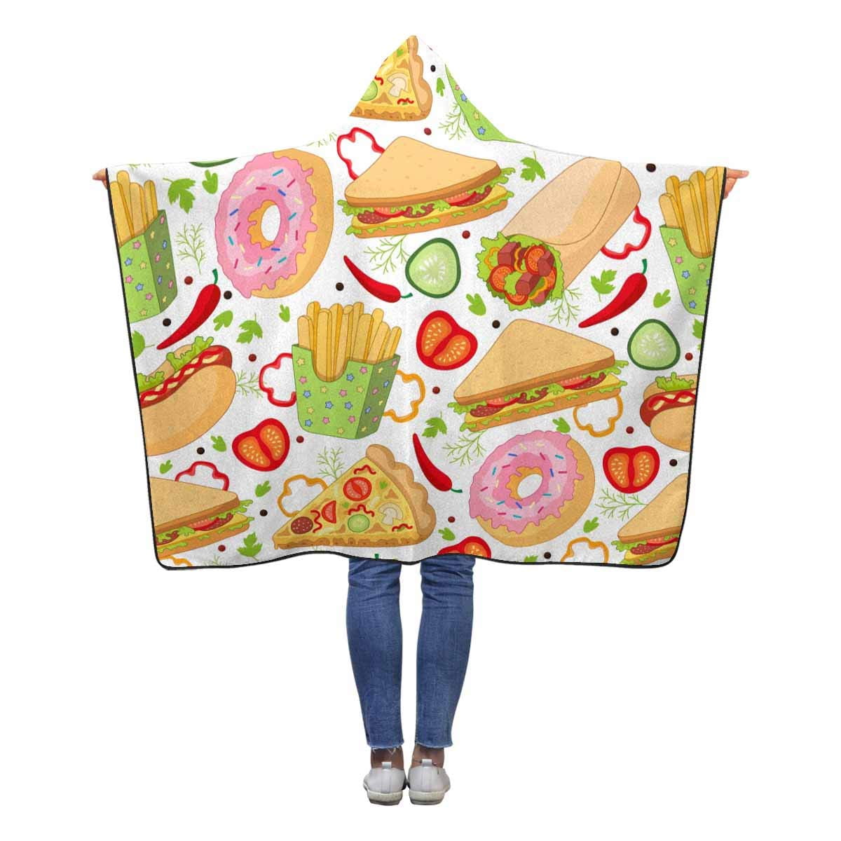 ASHLEIGH Fast Food Pizza Hooded Throw Blanket 50x60 inches Kids Girls ...