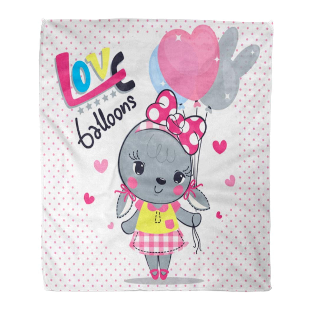 ASHLEIGH Flannel Throw Blanket Baby Cute Cartoon Rabbit Girl Wearing ...