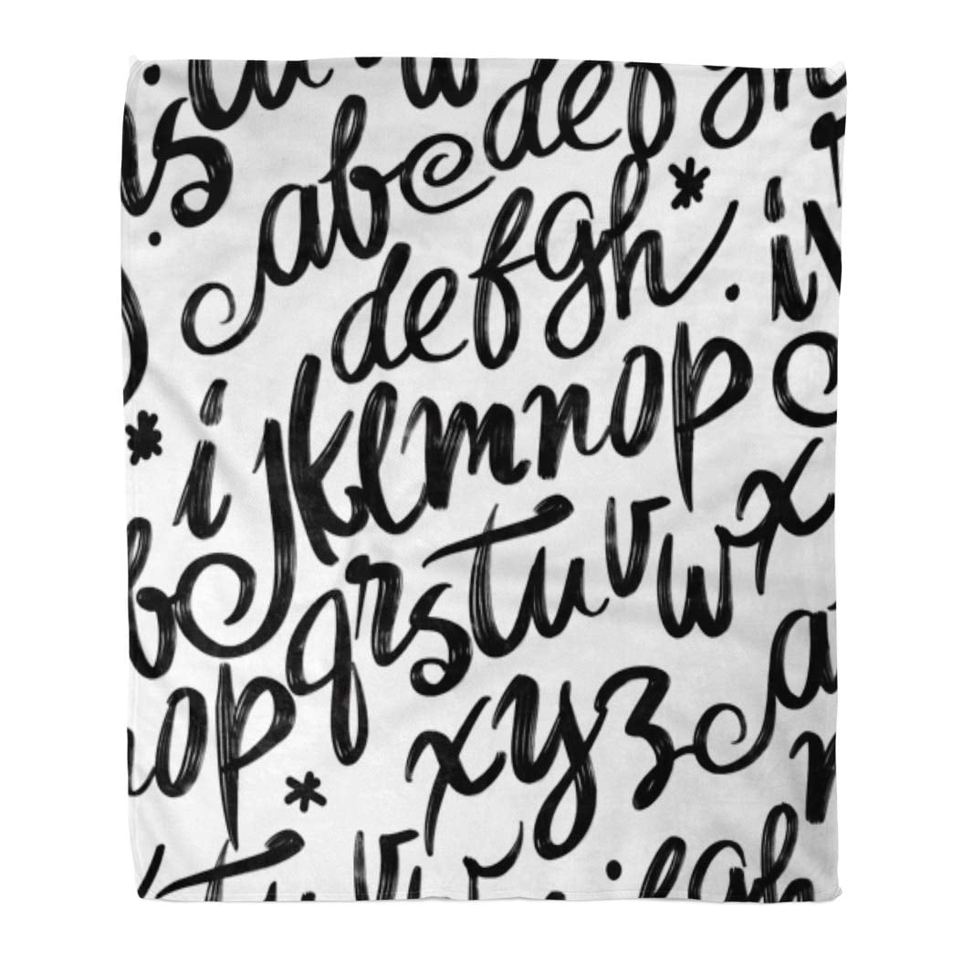 ASHLEIGH Flannel Throw Blanket Black ABC Alphabet Lettering and Custom ...
