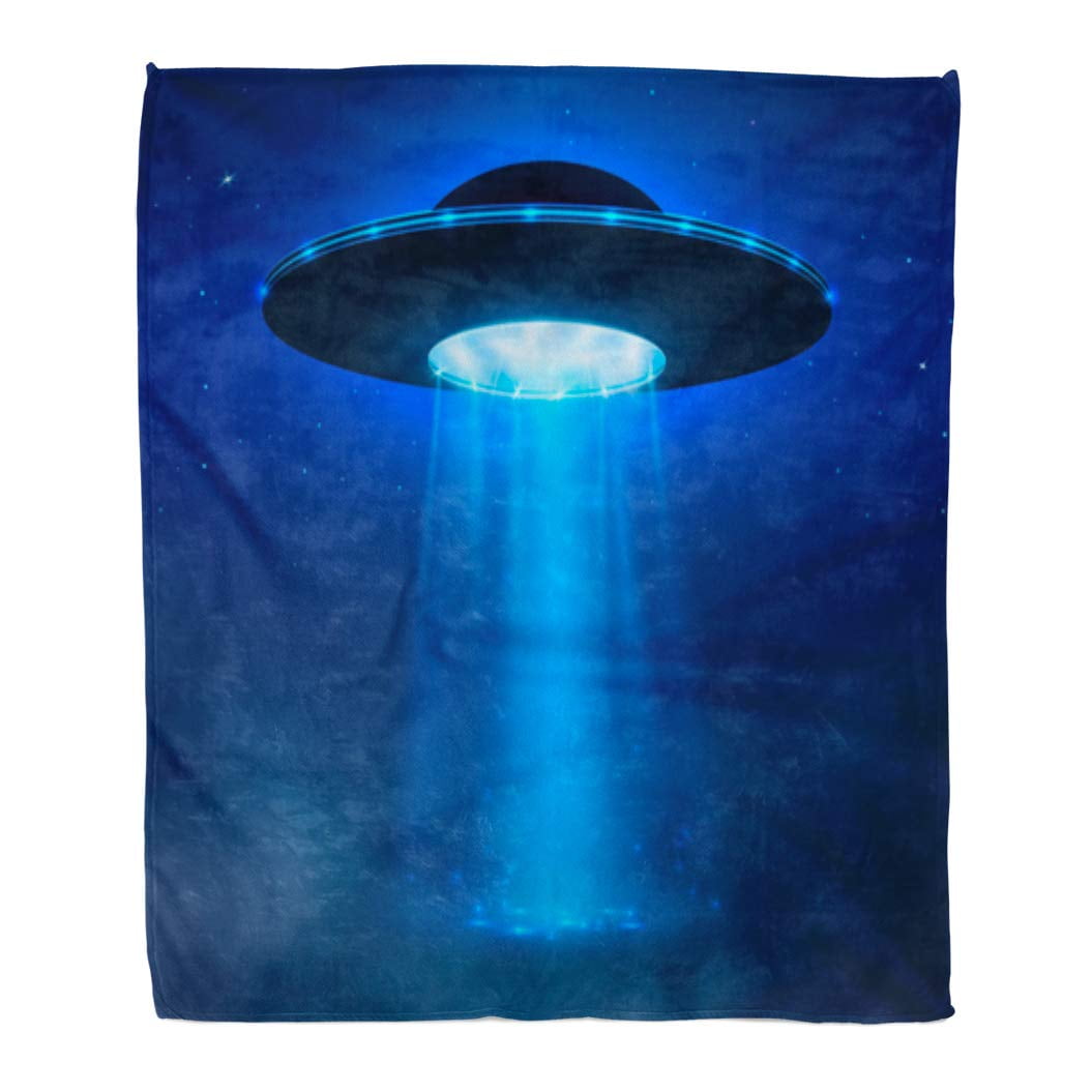 ASHLEIGH Flannel Throw Blanket Black Abstract UFO Alien Spacecraft ...