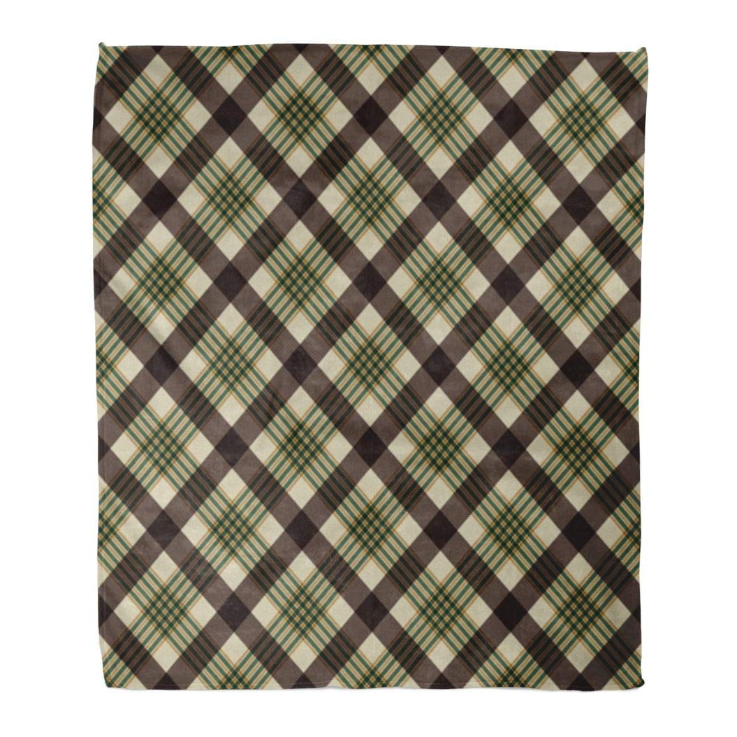 ASHLEIGH Flannel Throw Blanket Brown Check Plaid Pattern Printing in ...