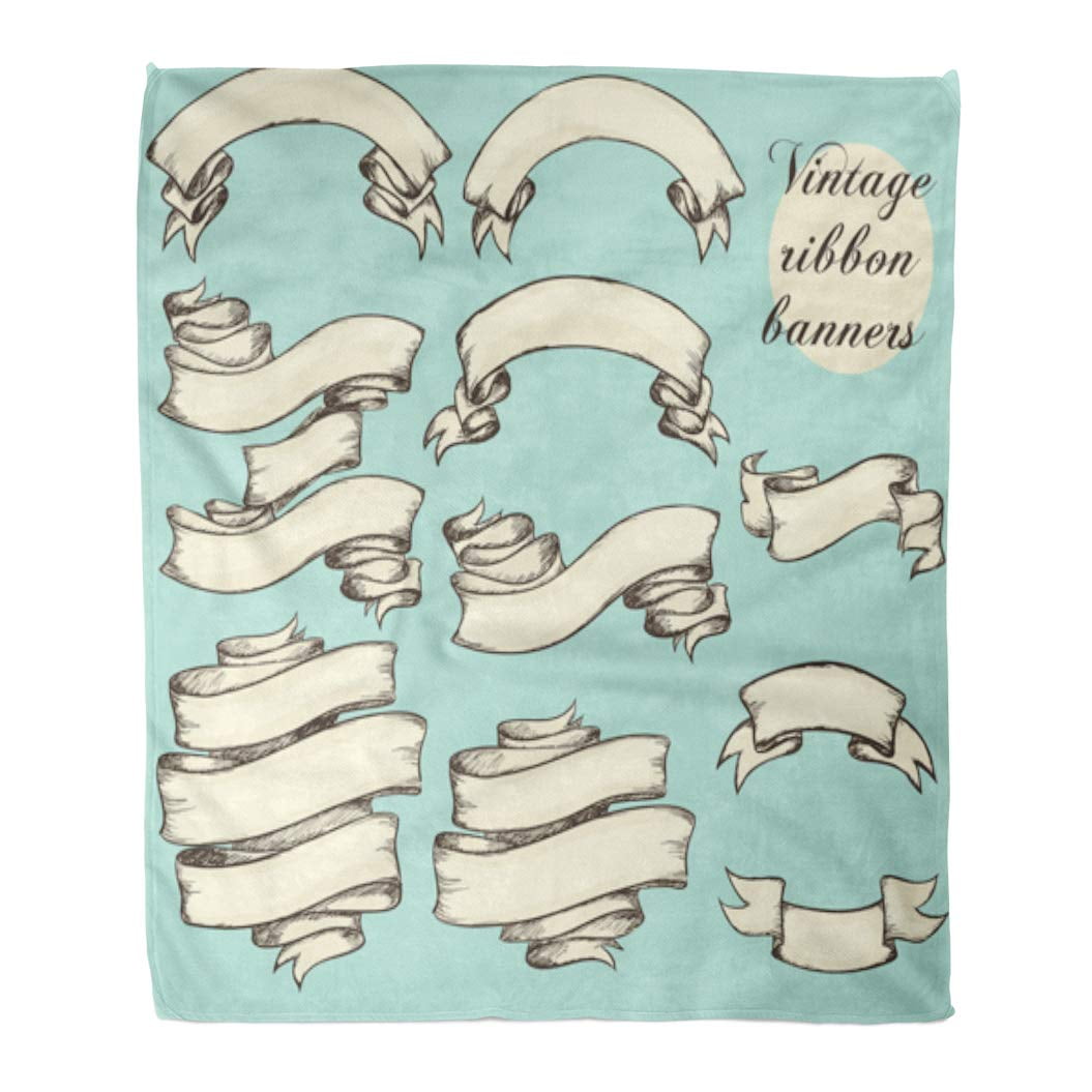 ASHLEIGH Flannel Throw Blanket Brown Scroll Vintage Ribbon Label Old ...