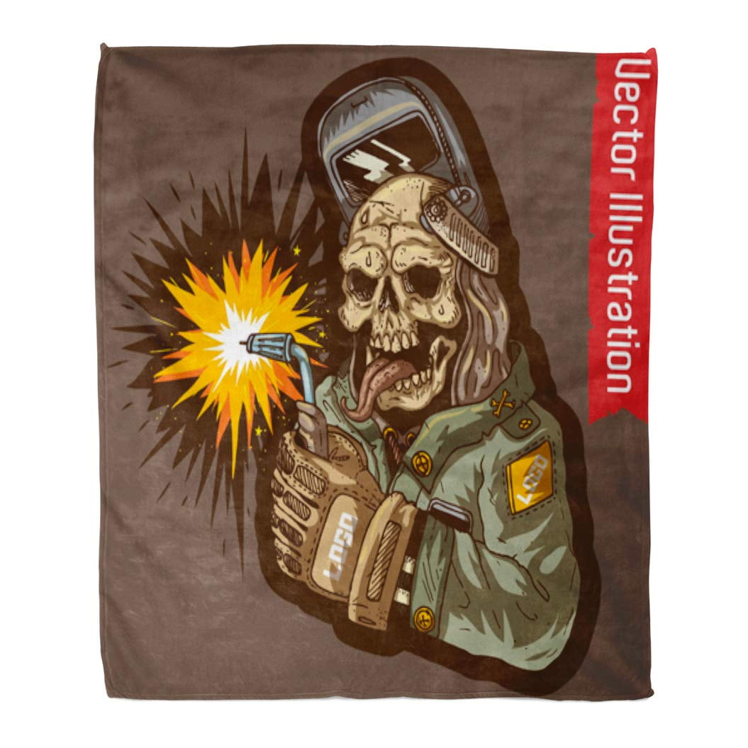 ASHLEIGH Flannel Throw Blanket Build Skull Dead Welder Welding Mask ...