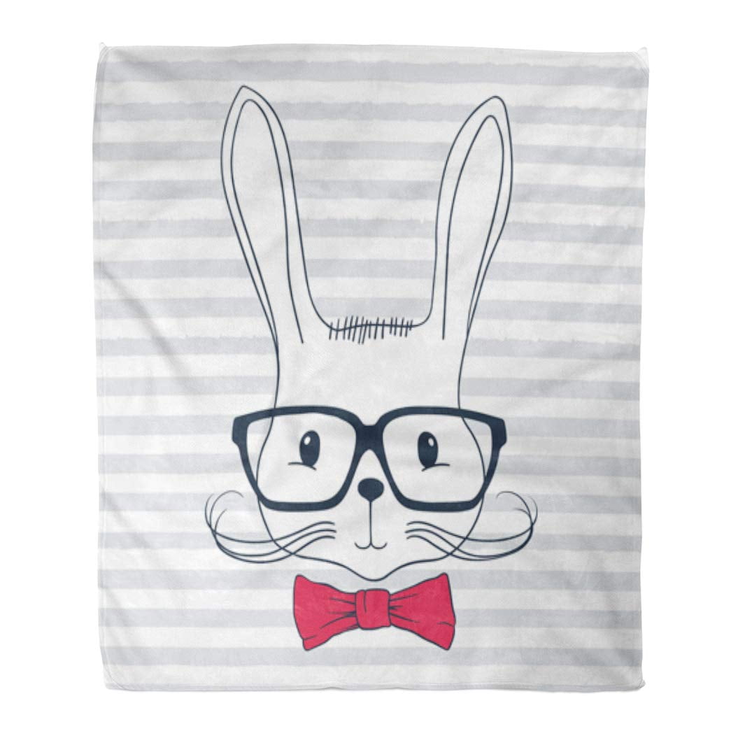 ASHLEIGH Flannel Throw Blanket Bunny Rabbit Hipster on Hoody and ...