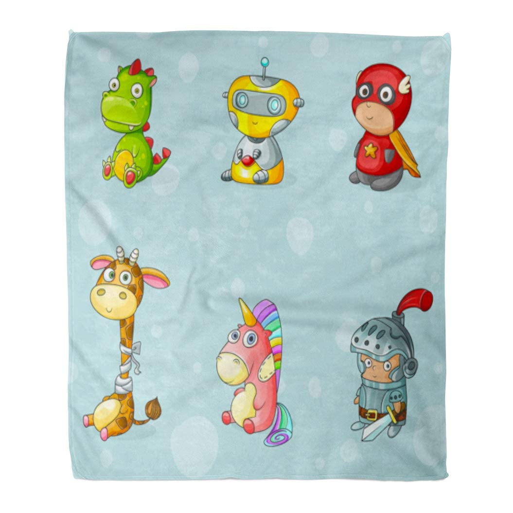 ASHLEIGH Flannel Throw Blanket Cartoon Toys for Children Dinosaur Robot ...