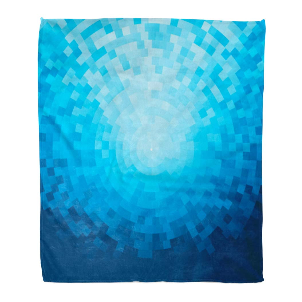 ASHLEIGH Flannel Throw Blanket Circle Abstract Blue Mosaic RGB Global ...