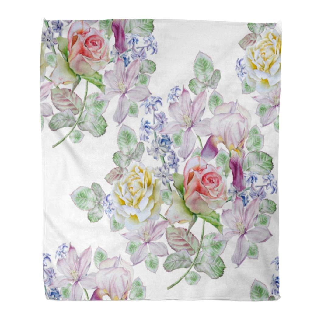 ASHLEIGH Flannel Throw Blanket Colorful Beautiful Spring Flowers Rose ...