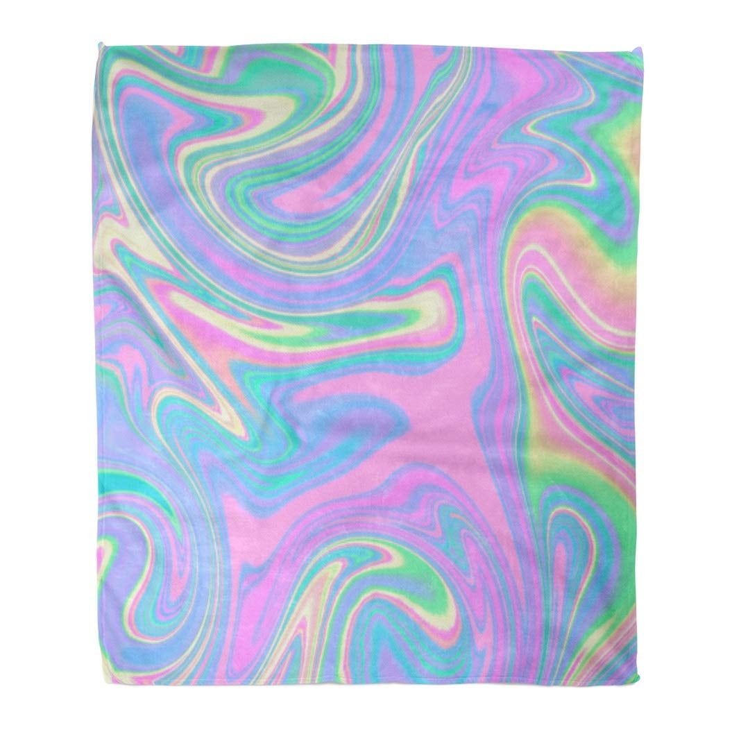 ASHLEIGH Flannel Throw Blanket Colorful Unicorn Marble Holographic ...