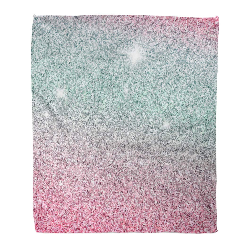 ASHLEIGH Flannel Throw Blanket Colorful Unicorn Pink Shiny Glam ...