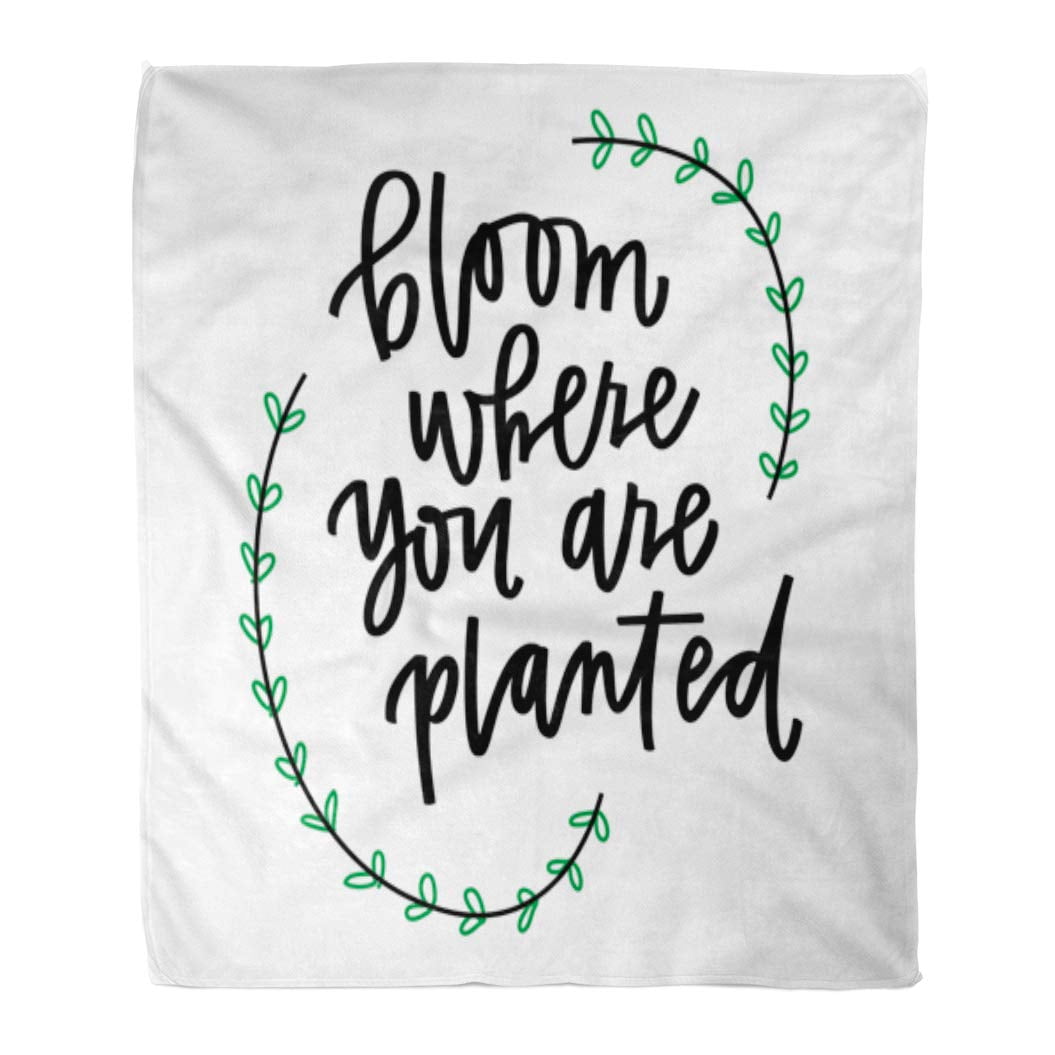 ASHLEIGH Flannel Throw Blanket Cursive Blossom Bloom Where You are ...