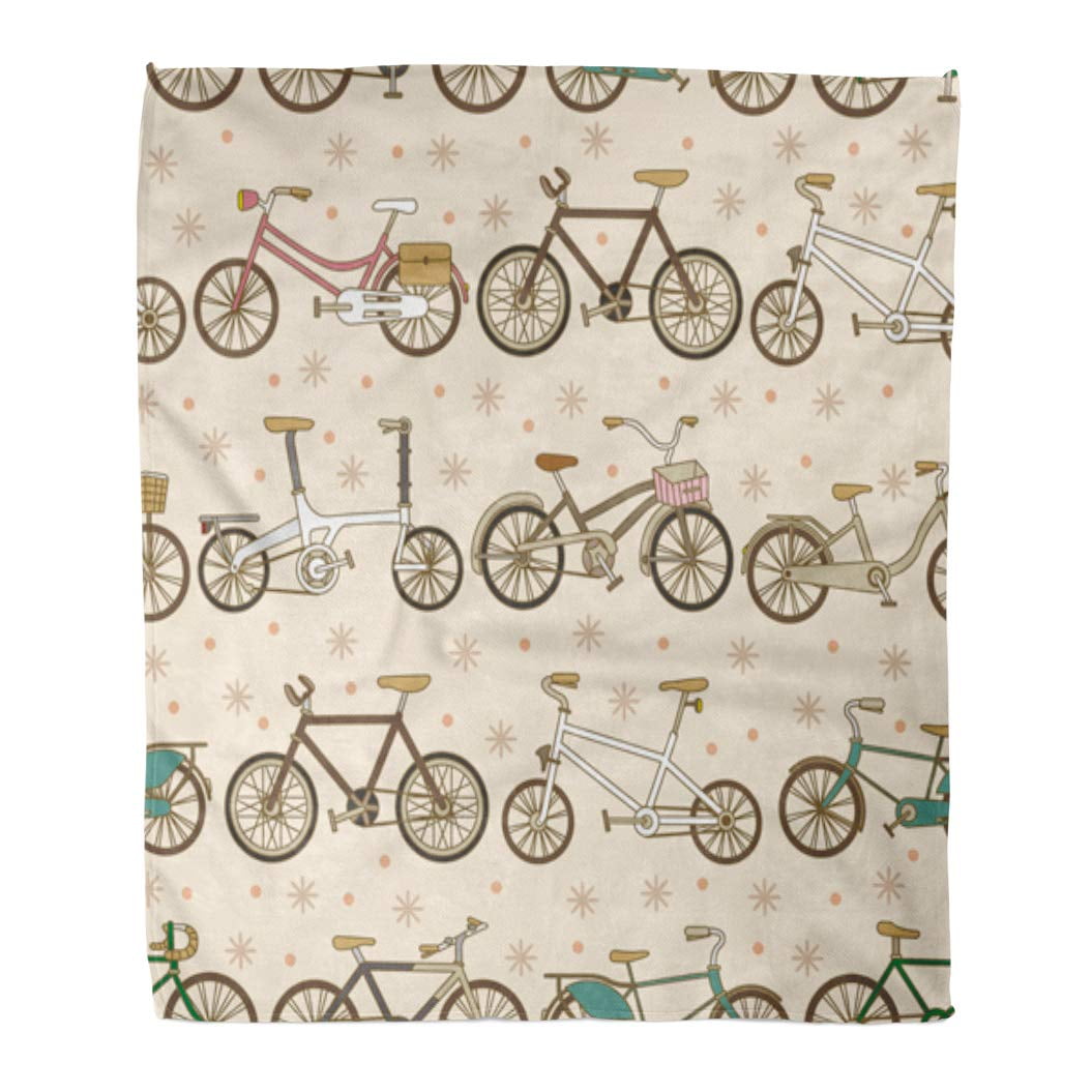 ASHLEIGH Flannel Throw Blanket Cute Bike Bicycle Pattern Doodle ...