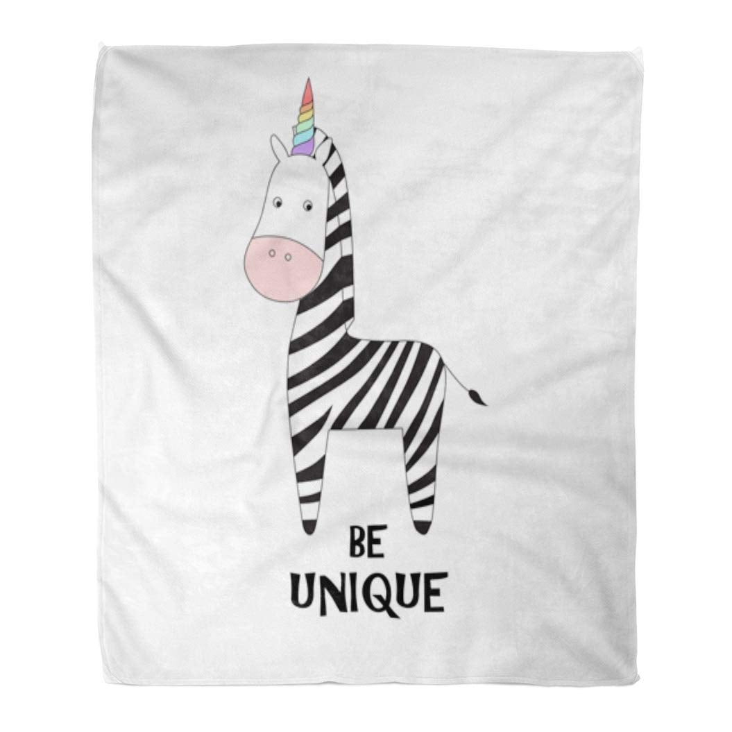 ASHLEIGH Flannel Throw Blanket Cute Zebra Unicorn Magic Be Unique ...