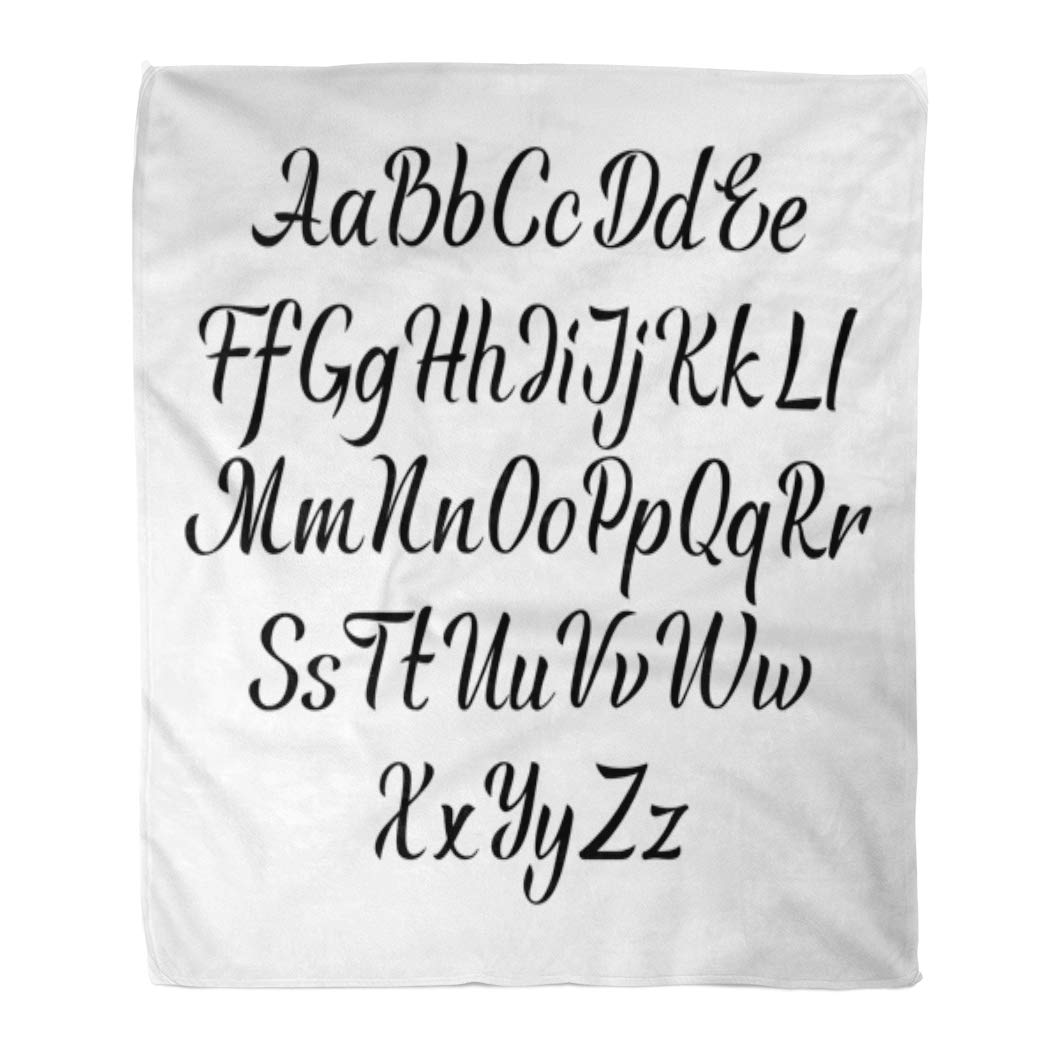 ASHLEIGH Flannel Throw Blanket Letter Black Alphabet Handwritten ...