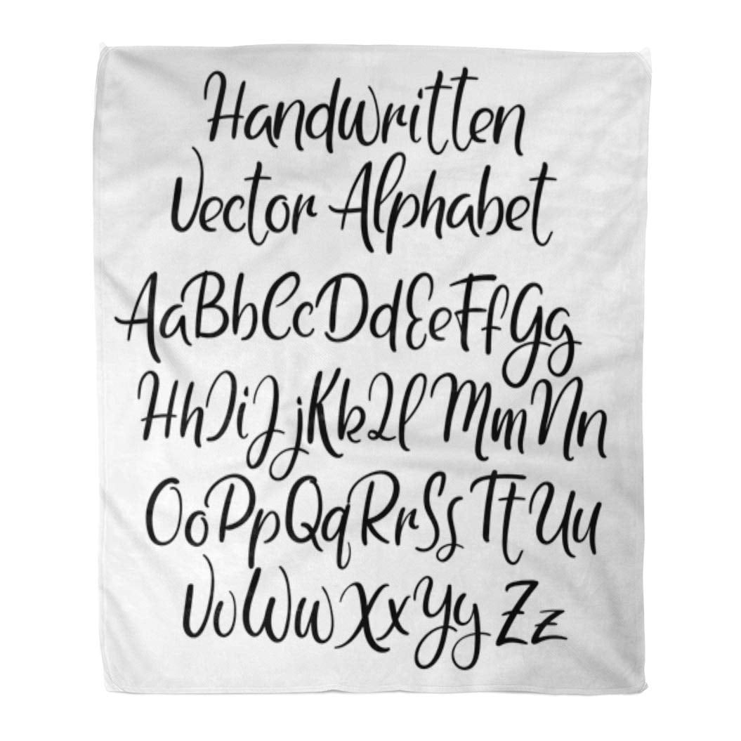 ASHLEIGH Flannel Throw Blanket Modern Handwritten Brush Letters ...