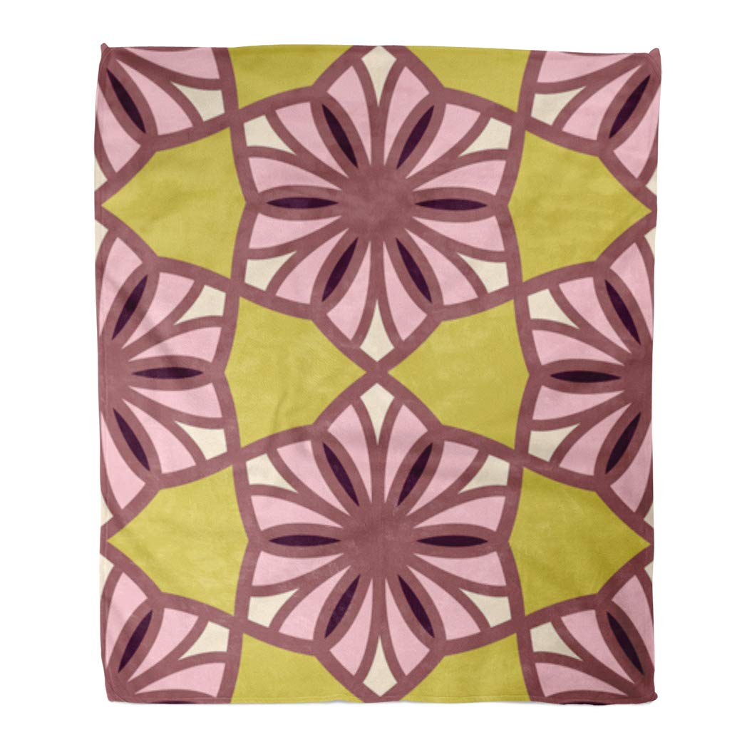 ASHLEIGH Flannel Throw Blanket Morrocan Floral Oriental Abstract ...