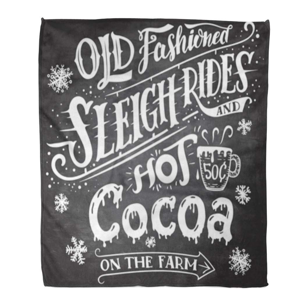 ASHLEIGH Flannel Throw Blanket Old Fashioned Sleigh Rides and Hot Cocoa ...