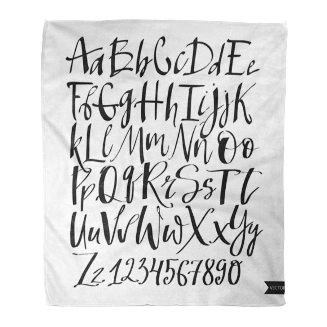 ASHLEIGH Flannel Throw Blanket Paint Alphabet Letters Black Handwritten ...