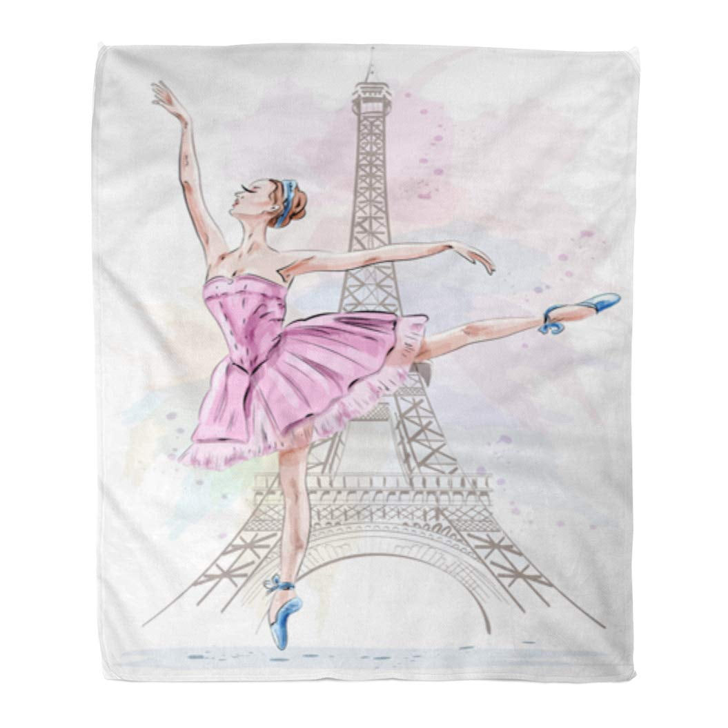 ASHLEIGH Flannel Throw Blanket Paris Beautiful Ballerina Posing and ...