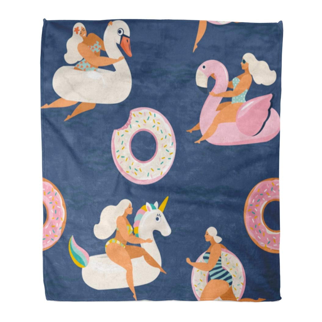 ASHLEIGH Flannel Throw Blanket Pattern Flamingo Unicorn Swan and Sweet ...