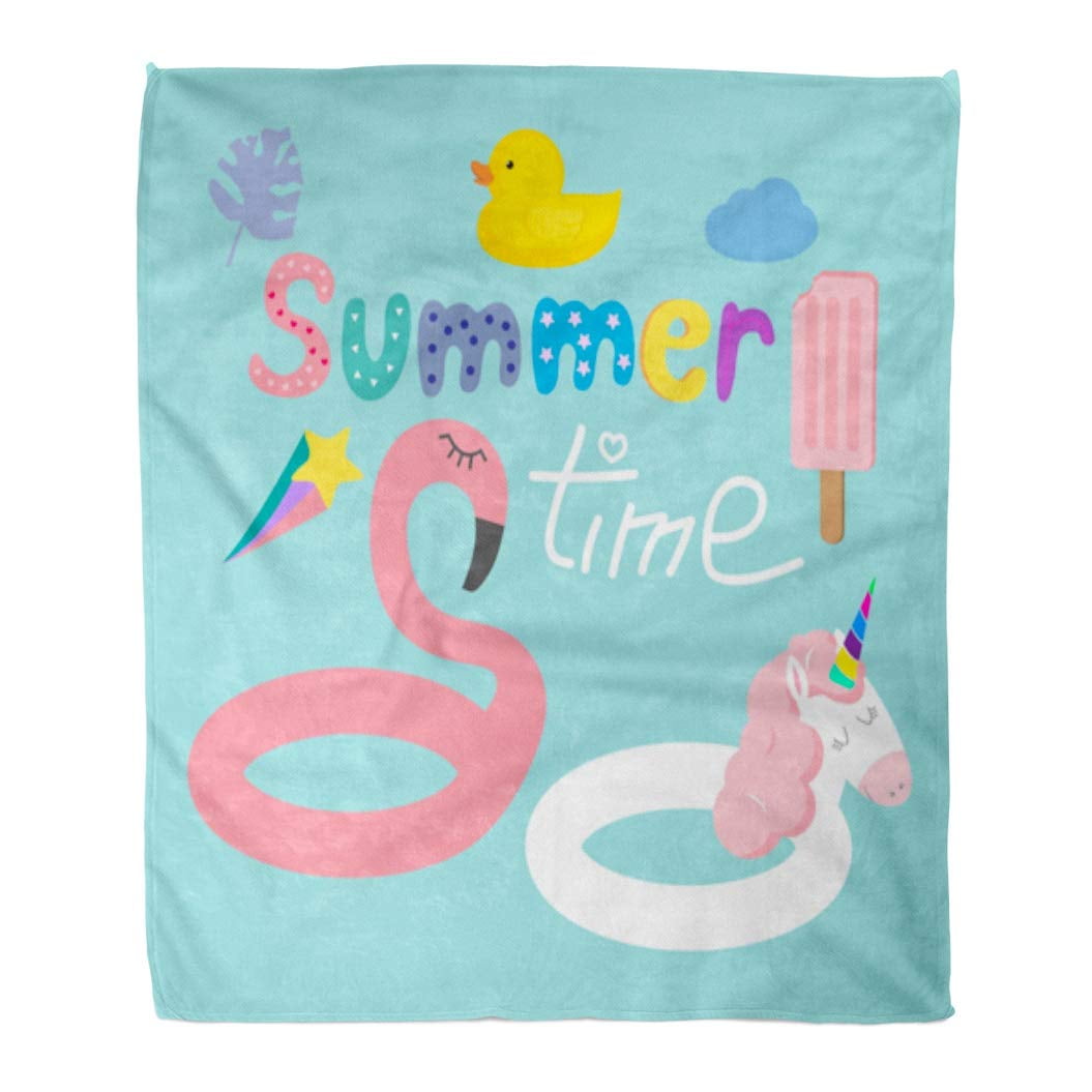 ASHLEIGH Flannel Throw Blanket Pink Float Inflatable Flamingos and ...