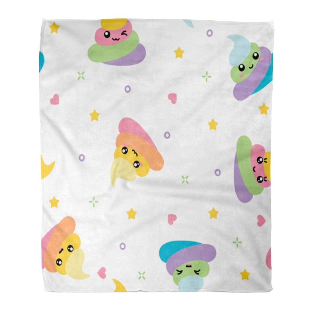 ASHLEIGH Flannel Throw Blanket Poo Unicorn Cute Kawaii Rainbow Colorful ...