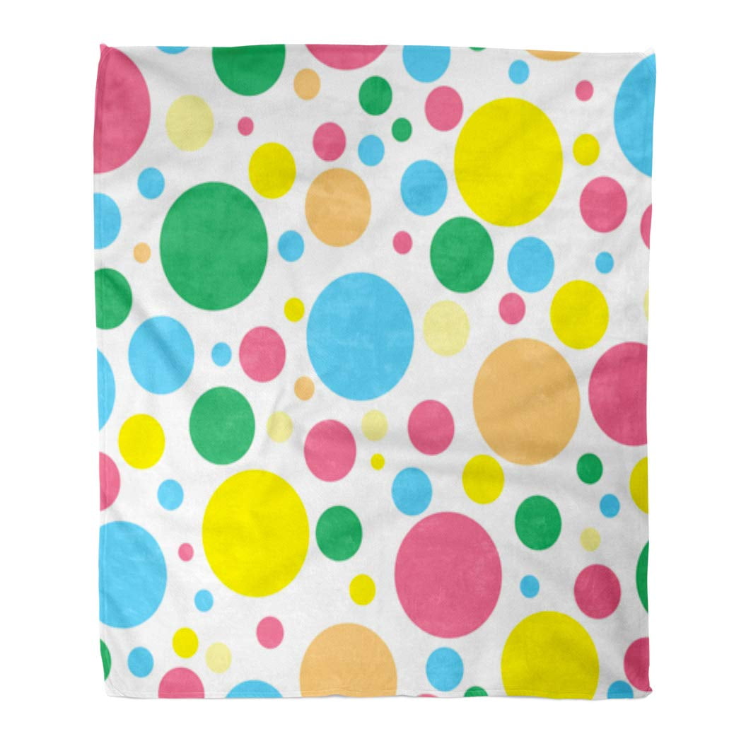 ASHLEIGH Flannel Throw Blanket Red Blue Abstract Colorful Polka Dots ...