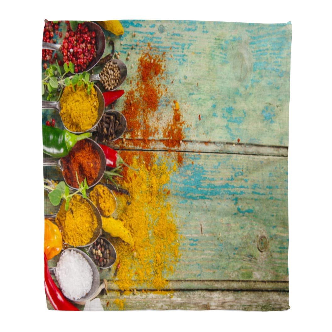 ASHLEIGH Flannel Throw Blanket Red Cuisine Various Colorful Spices of ...