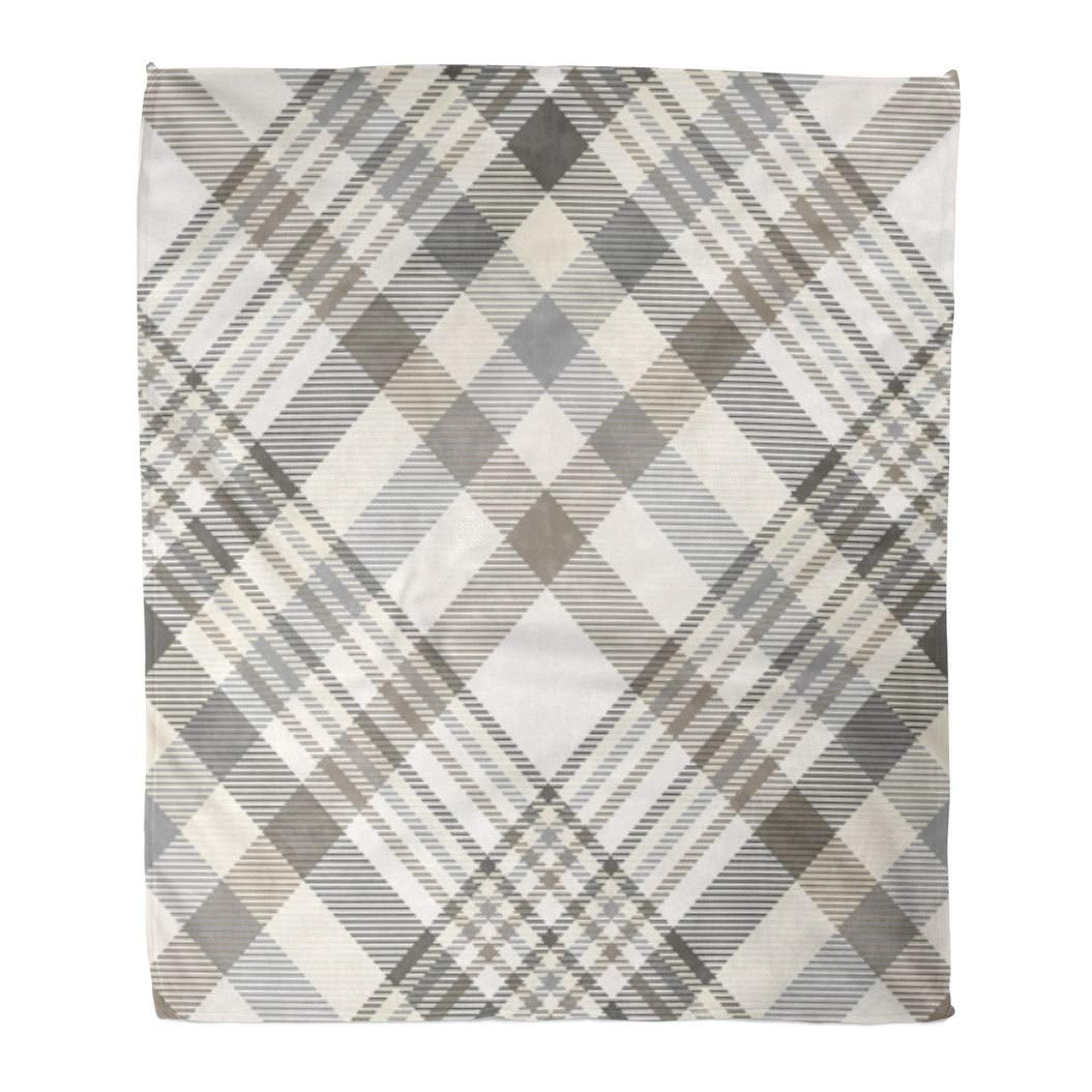 ASHLEIGH Flannel Throw Blanket Tan British Plaid Pattern Printing ...