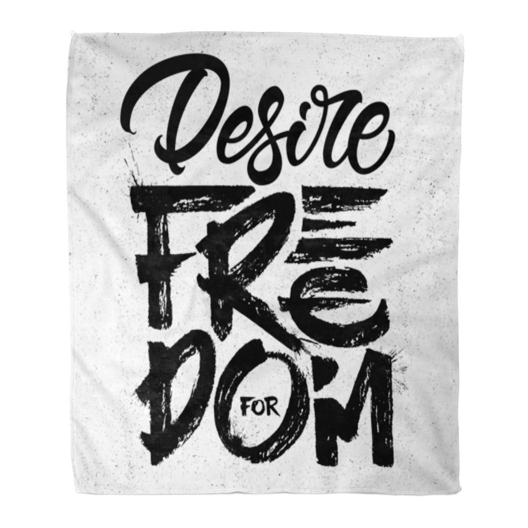 ASHLEIGH Flannel Throw Blanket Text Desire for Freedom Typographic ...