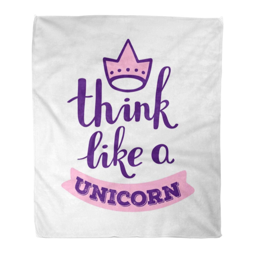 ASHLEIGH Flannel Throw Blanket Unicorn Calligraphic Inscription Pink ...
