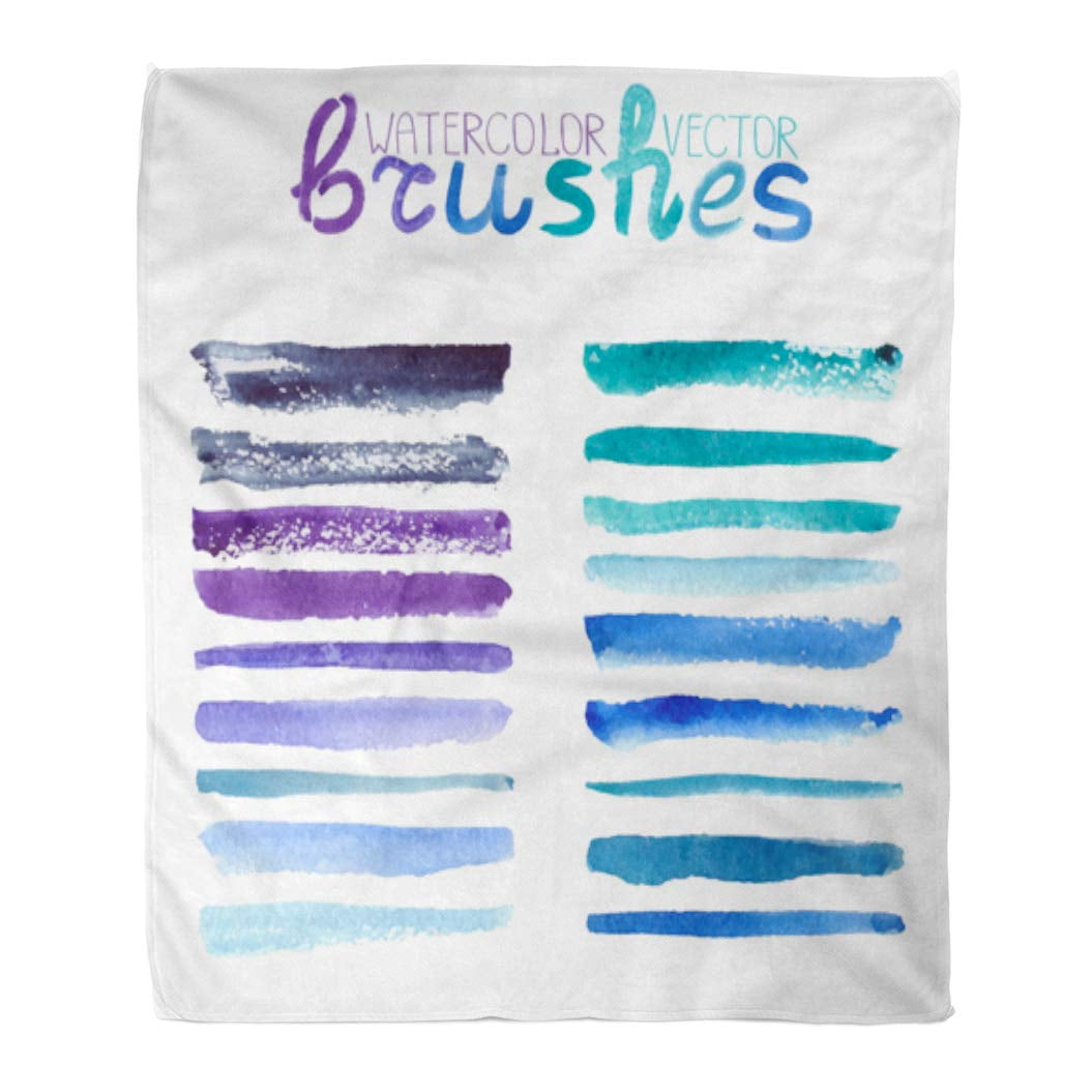 ASHLEIGH Flannel Throw Blanket Watercolor Brush Strokes Line Border ...