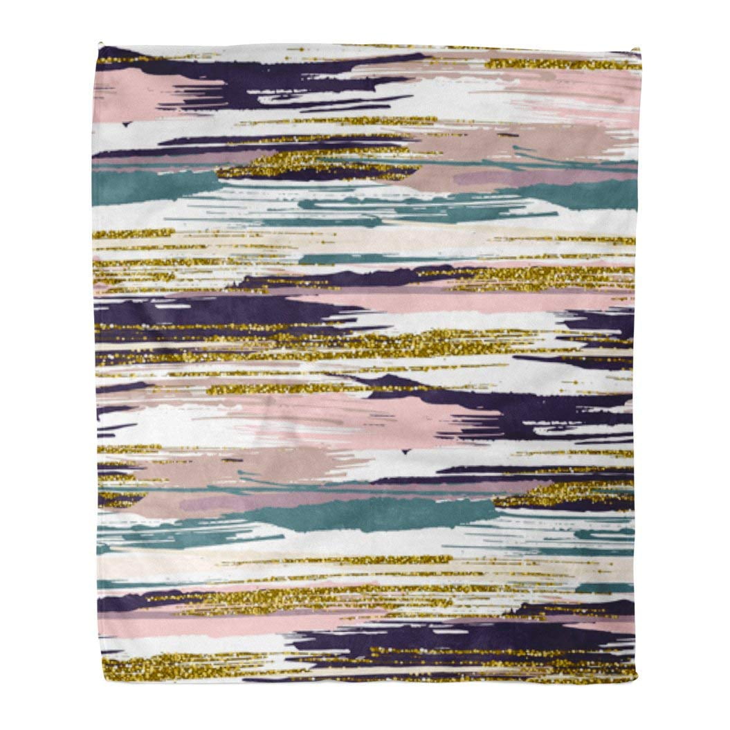 ASHLEIGH Flannel Throw Blanket Watercolor Pattern Brush Strokes and ...