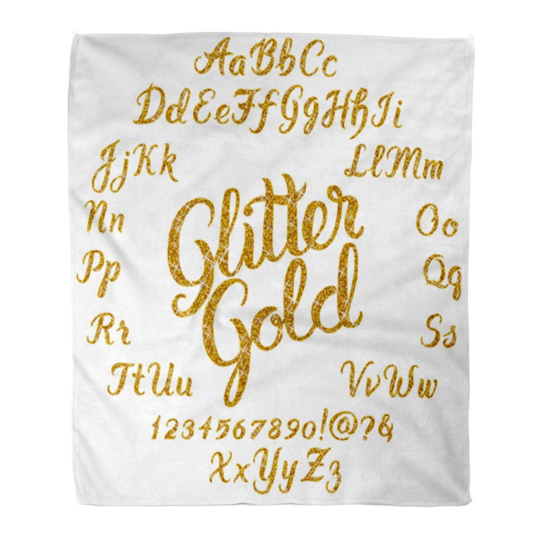 ASHLEIGH Flannel Throw Blanket White Text Handwritten Gold Alphabet ...