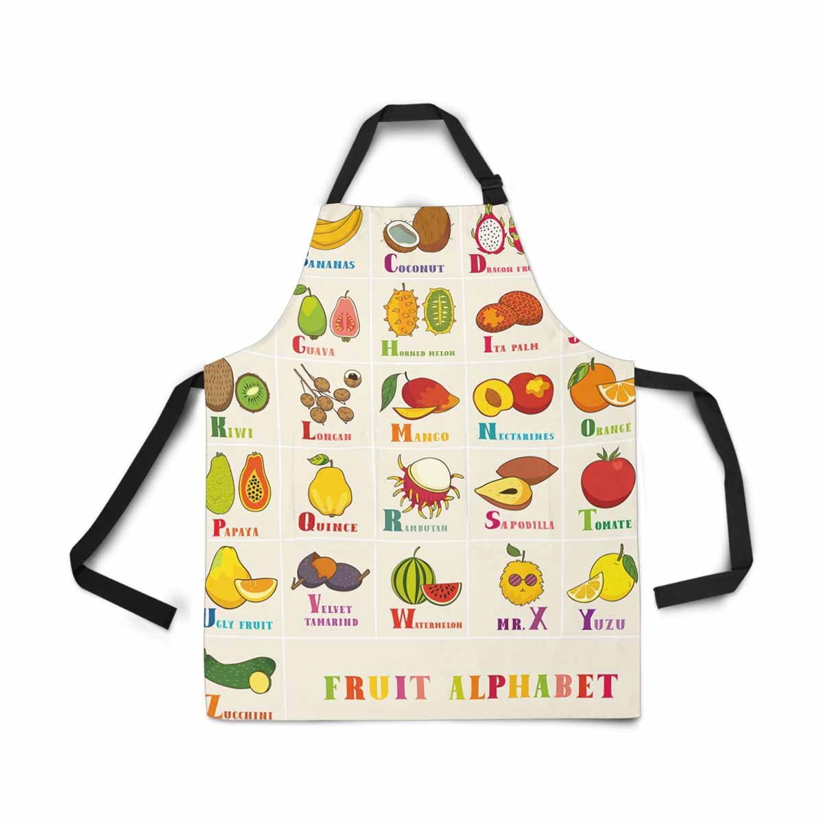 ASHLEIGH Fruit ABC Alphabet Apron for Women Men Girls Chef with Pockets ...