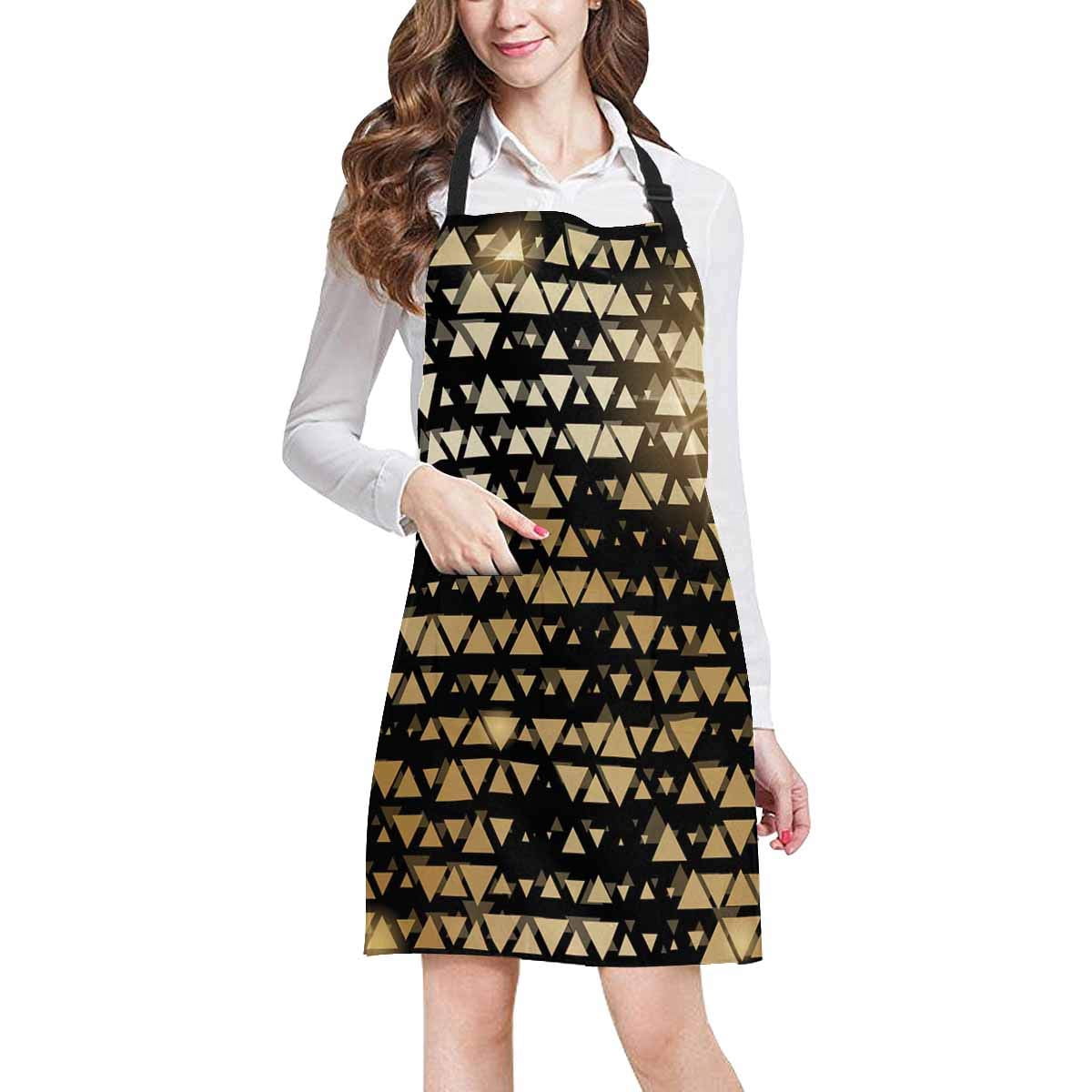 ASHLEIGH Golden Shiny Triangle Mosaic on Black Background Kitchen Apron ...