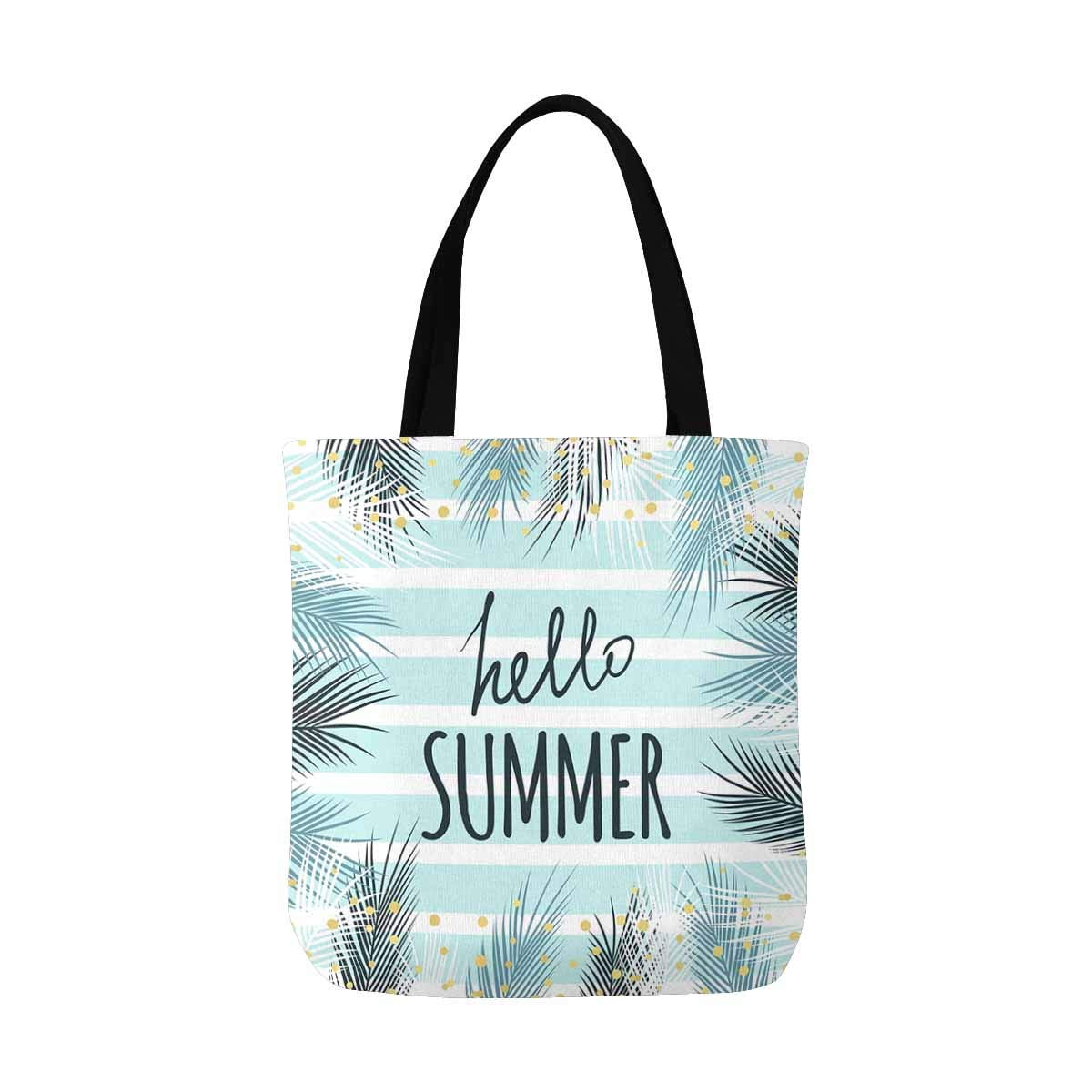 ASHLEIGH Hello Summer Palm Leaves Polka Dot Striped Reusable Grocery ...