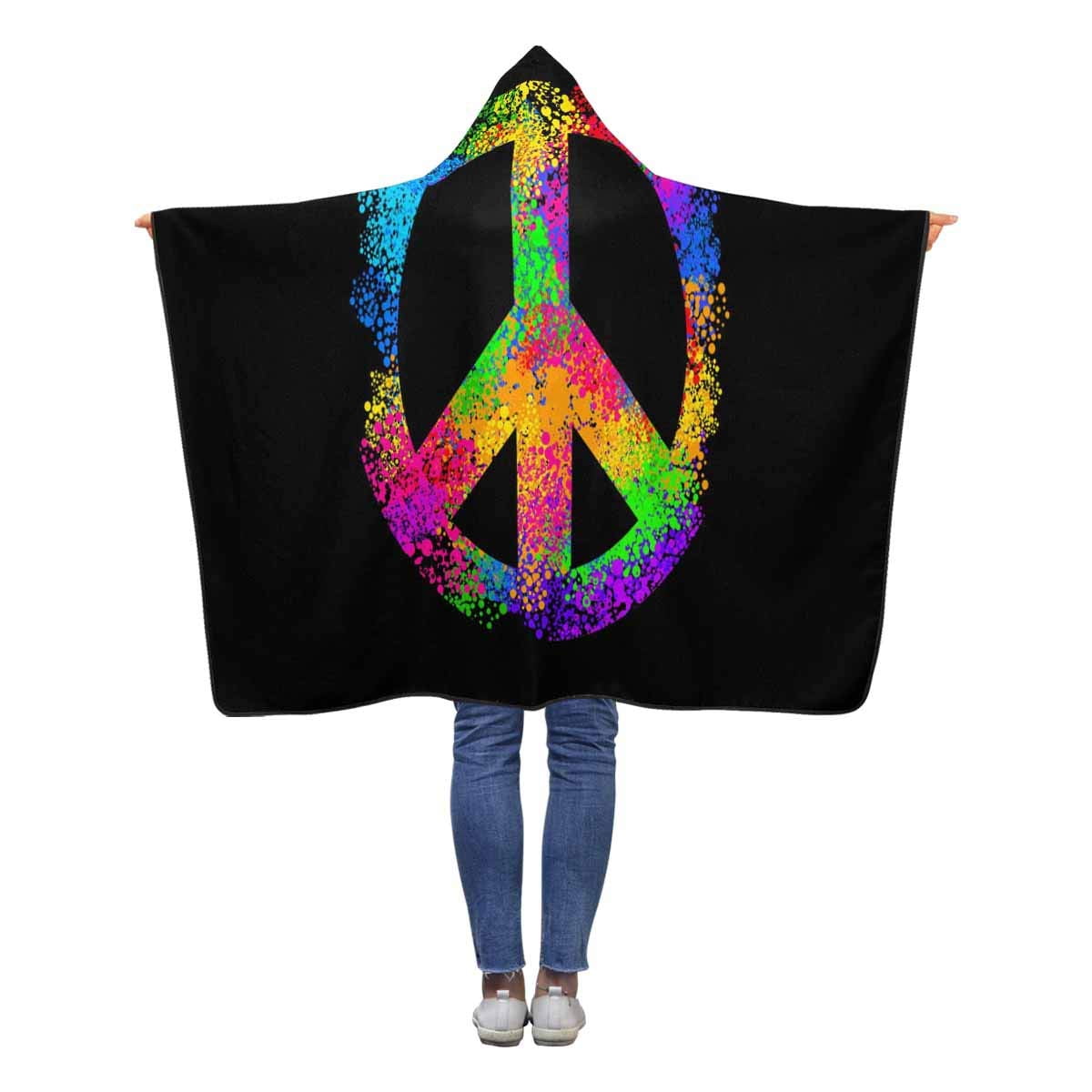 ASHLEIGH Hippie Peace Sign Hooded Throw Blanket 40x50 inches Toddler ...
