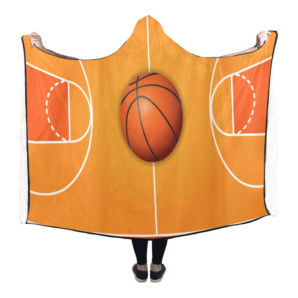 ASHLEIGH Hooded Blanket Basketball Court Symbol Wearable Blanket 56x80 ...